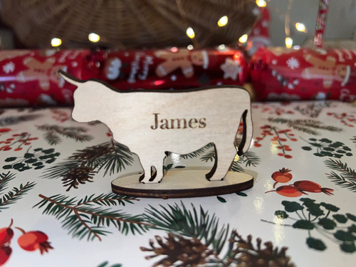 Personalised Cow Christmas table place setting | LWF Gower