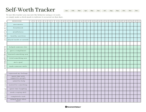 Building Self Worth Tracker | Movement Matters