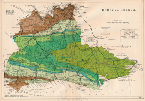 Geological County Map Surrey & Sussex - Reproduction | The Old Map Centre
