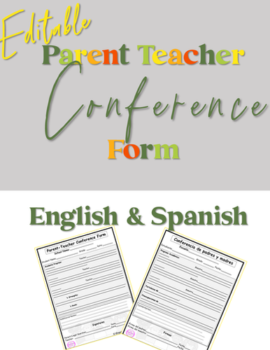 Editable Parent Teacher Conference Form in English and Spanish | The ...