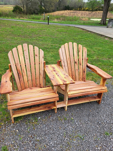 Double Cedar Adirondack Chair with Table | Ctown Cedar Chairs