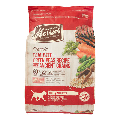 Merrick Healthy Grains Beef Dog Food, 25-lbs | Pawskies