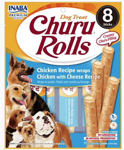Inaba Churu Rolls Dog Treat Chicken Recipe wraps Chicken with Cheese ...