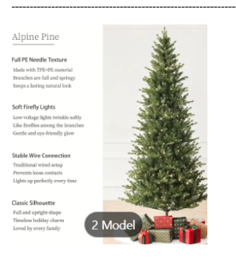 Alpine Pine 6.5ft Christmas Tree Pre-Lit Artificial | Desert Glow Christma
