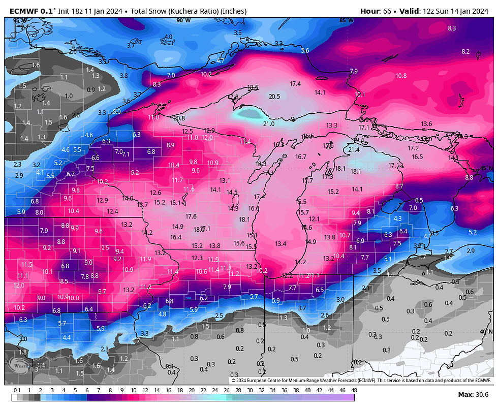 BIG SNOW NUMBERS STILL COMING IN