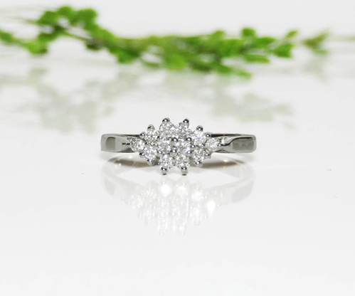 Boat Shape Diamond Cluster Engagement Ring | Robin Adair Jeweller