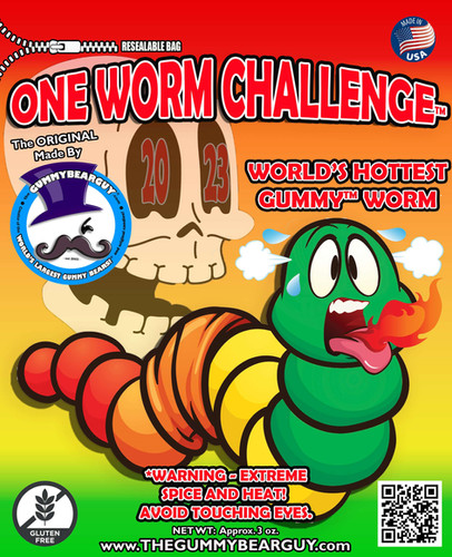 One Worm Challenge ™️ - World's Hottest Gummy Worm ™️ | theGUMMYBEARGUY.com