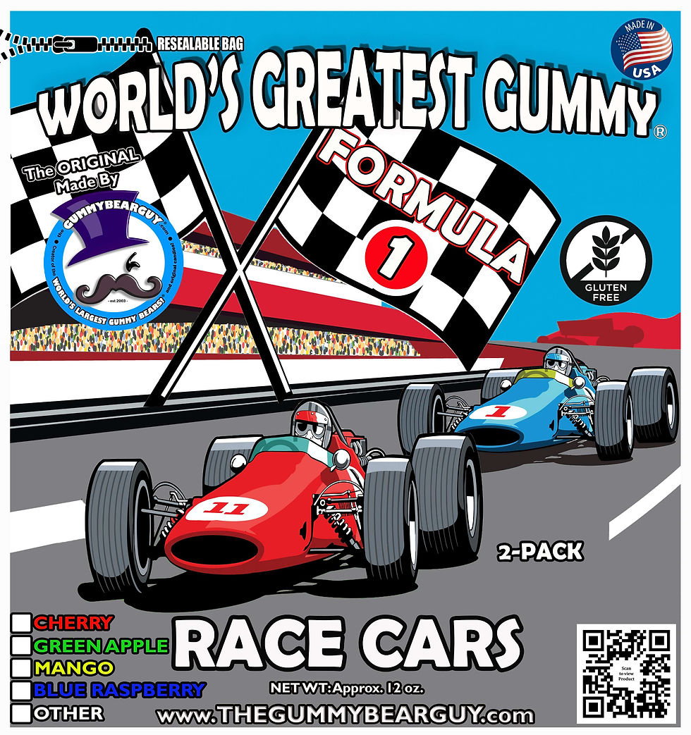 World's Greatest Gummy ™️ - Race Cars 2-pack | theGUMMYBEARGUY.com