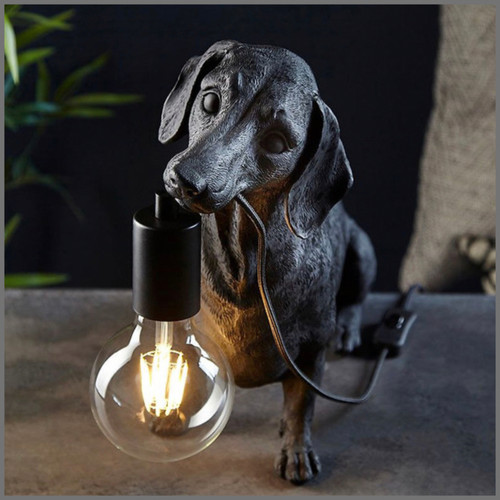 Dachshund Sculpture Table Lamp Light | Sausage Dog Box
