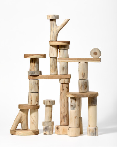 Wooden Toys for Children | Bark-less Blocks 36 pcs | Treeblocks | US