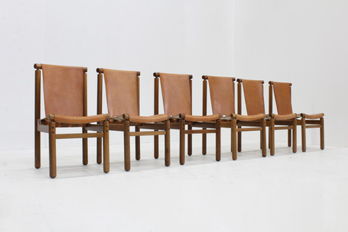 Mid-Century Italian Leather Dining Chairs By Ilmari Tapiovaara , set of ...