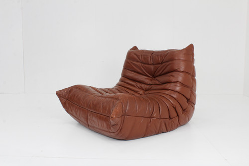 Originele togo ligne roset fauteuil cognac leer | Rijp vintage