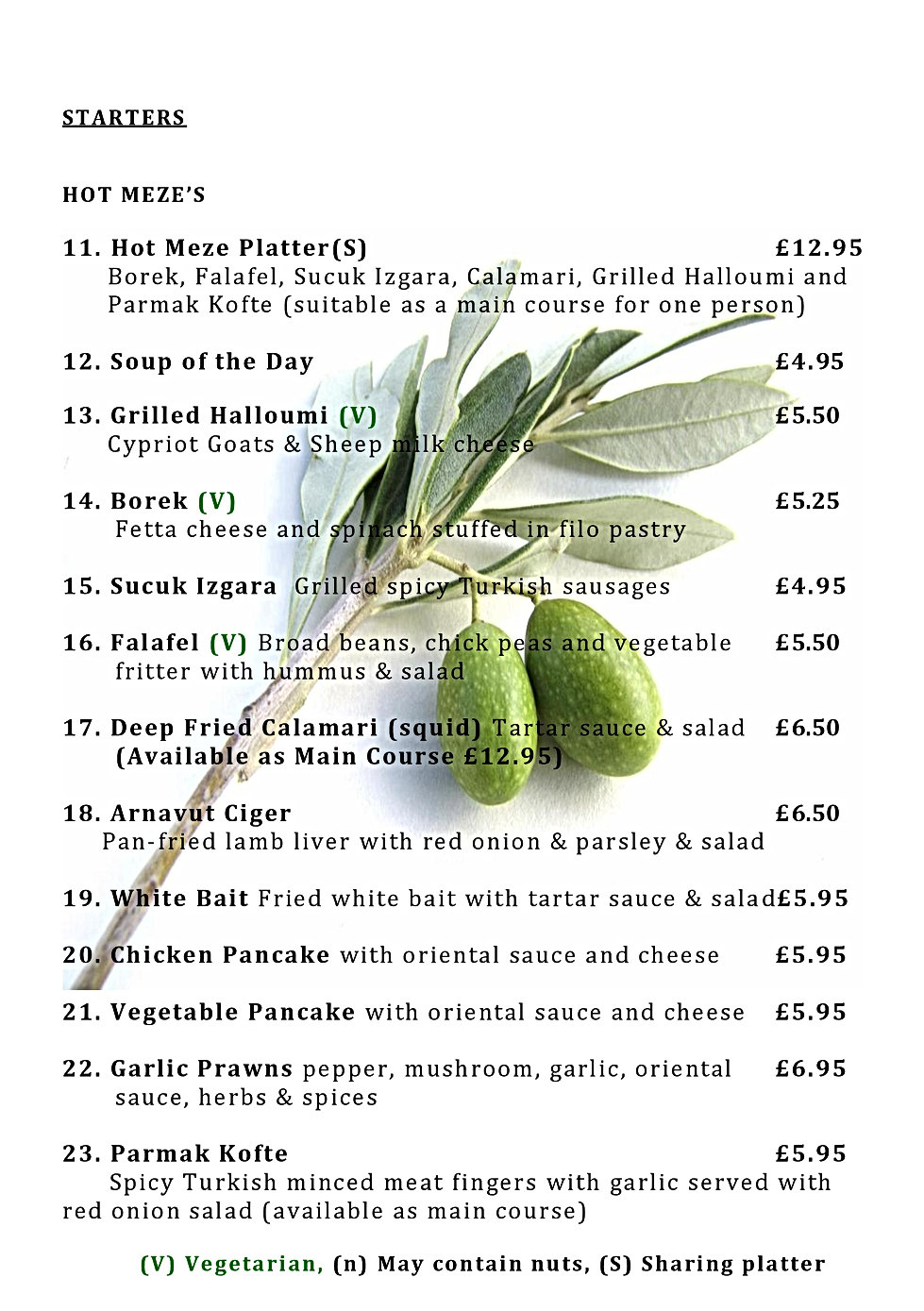 Olive Menu Card at Brianna Hort blog