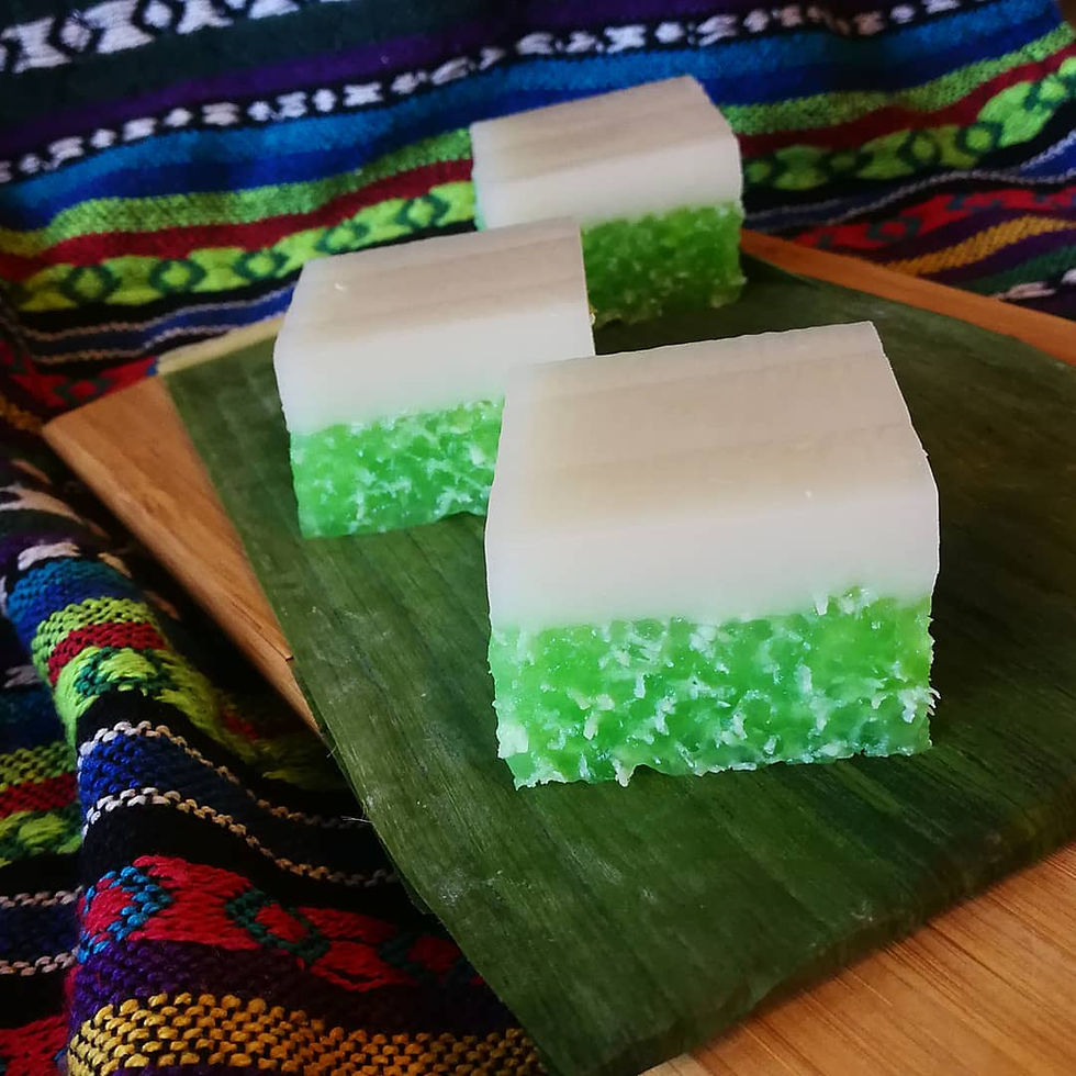 Pandan Kueh Talam using pure Pandan Liquid Extract My Blue Tea