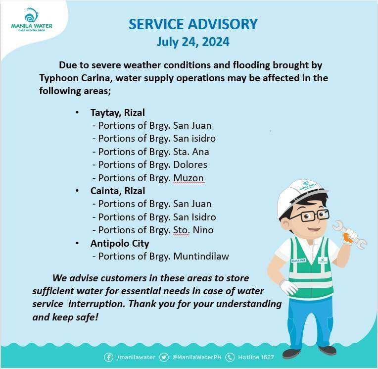 Manila Water Service Advisory