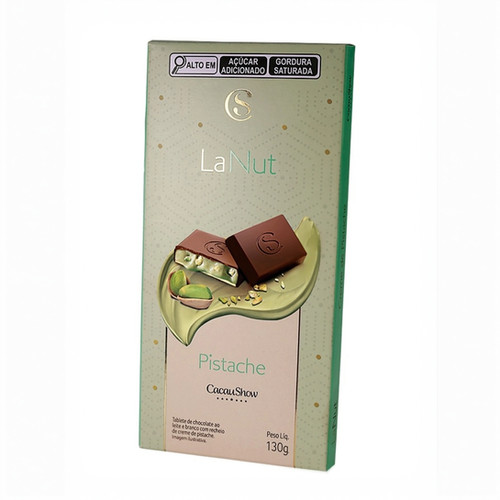 Cacau Show Tablete LaNut ao Leite e Branco Pistache 130g | Soul Beauty ...