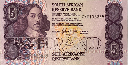 S. Africa (Reserve Bank): ND(1989) GPC de Kock Five Rand Replacement ...