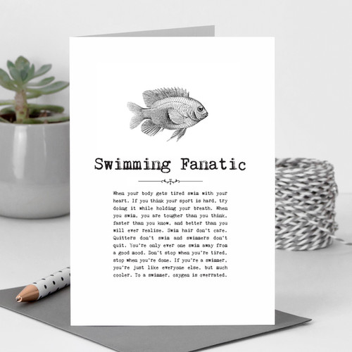 Swimming Greeting Card with Quotes | Shop Personalised Swimmer Cards ...