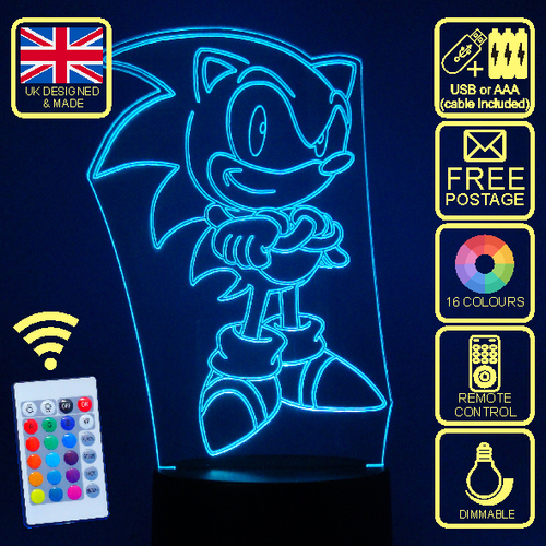 Sonic The Hedgehog LED kids Bedside Lamp with remote control | Phoenix ...