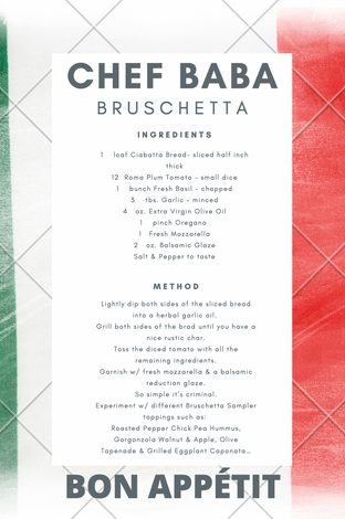 Recipe Downloads | Chef Baba's Cooking Class | Pompano Beach