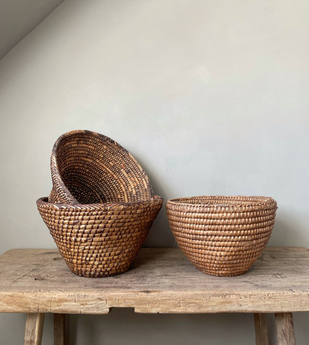 Vintage Coiled Rye Basket | The Primitive Home