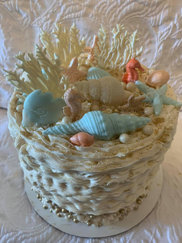 Beach Sea Edible Shell Cake- Specialty $105.00 | rosemariaspinkbox