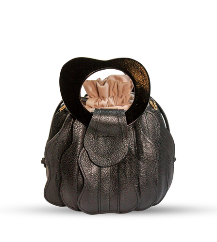 Mini Barnacle Cowhide Bucket Bag In Black | oeldesigns