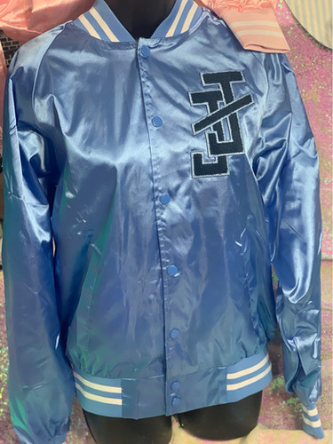 BLUE Satin Bomber Jacket - Unisex | thecouturesoror