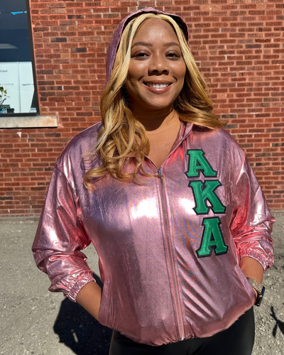 Metallic Hooded Jacket - Pink | thecouturesoror