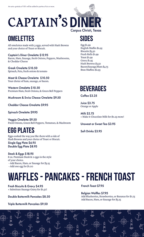 Menus | Captains Diner