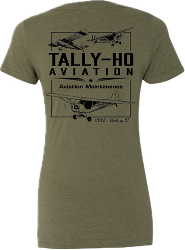 Ladies Tailwheel Airplane Collage T-shirt | tally-hoav