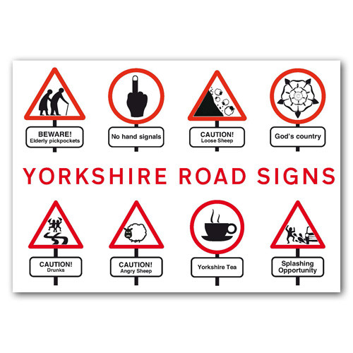 Yorkshire Road Signs Postcard | SKU C-41349 |UK UK Postcards