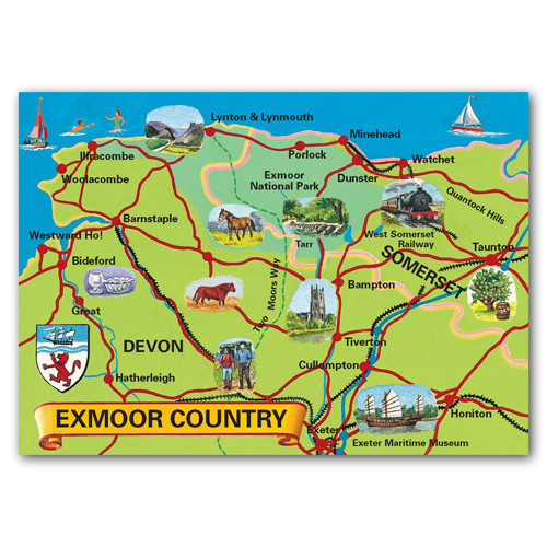 Exmoor Map Postcard | SKU C-11778 |UK UK Postcards