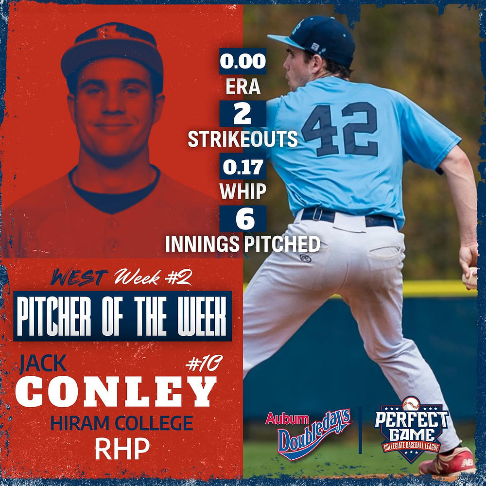 Player Jack Conley Earns Pitcher of the Week!
