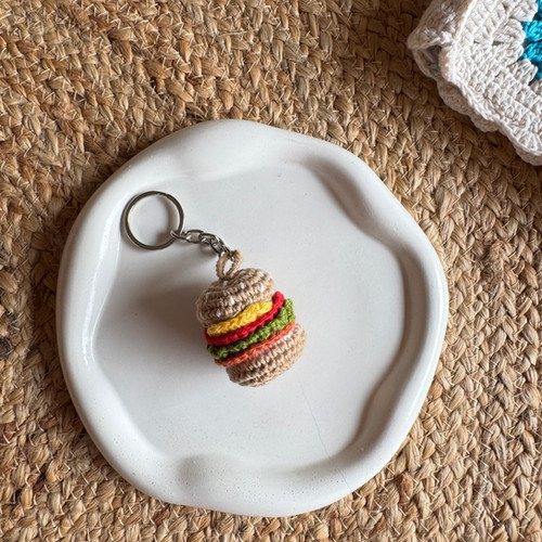 Handmade Burger Keychain | Cute Crochet Food Keychain Gift | The Thread Way