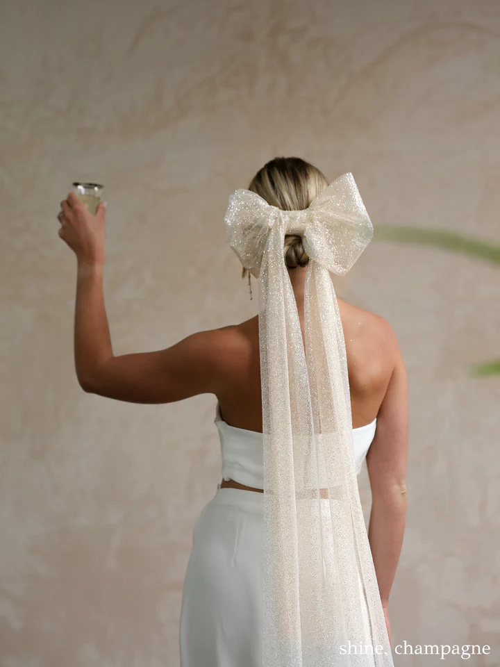 Shine | Glitter Bow In Ivory Or Champagne | May & Grace Bridal