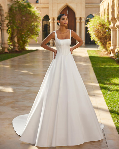 Oneida | Square Neck Satin Wedding Dress by Rosa Clara | May & Grace Bridal