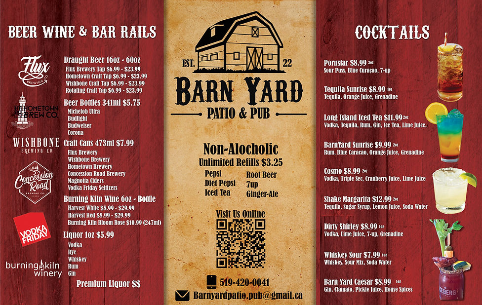 MENU | BarnYard Patio&Pub