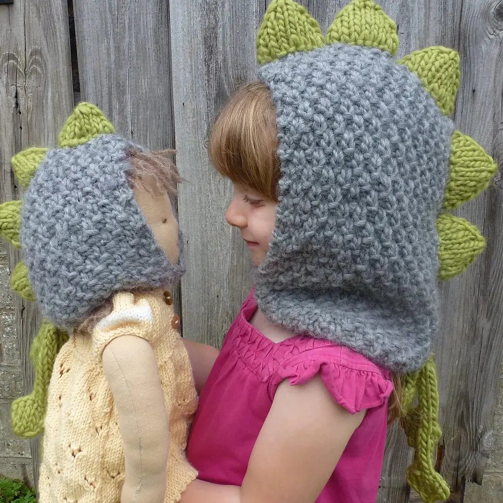 KNITTING PATTERN: Dinosaur hood and paws (mittens), cowl, scoodie ...