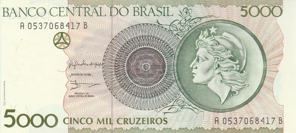 Transition To Neoliberalism, Brazilian Hyperinflation: 5,000 Cruzeiros ...