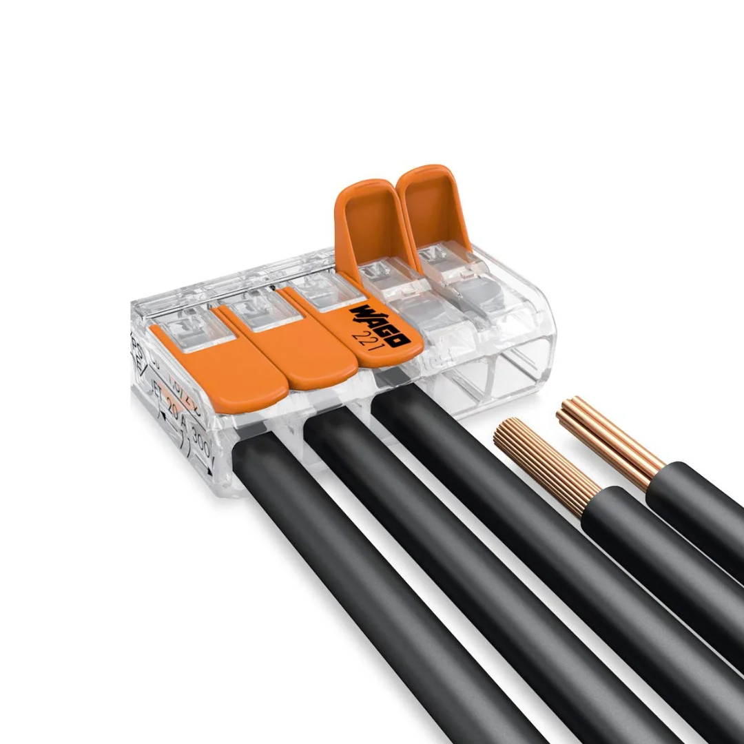 Conector Wago 5 Polos 600V 32A Naranja x 25 UND | 221-415