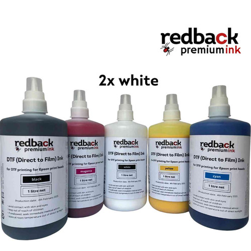 DTF ink 6 pack CYMKWW 1 litre - premium quality | Redback Premium Ink