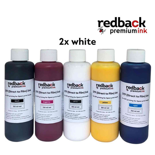 DTF premium ink 6 pack CYMKWW 250ml | Redback Premium Ink