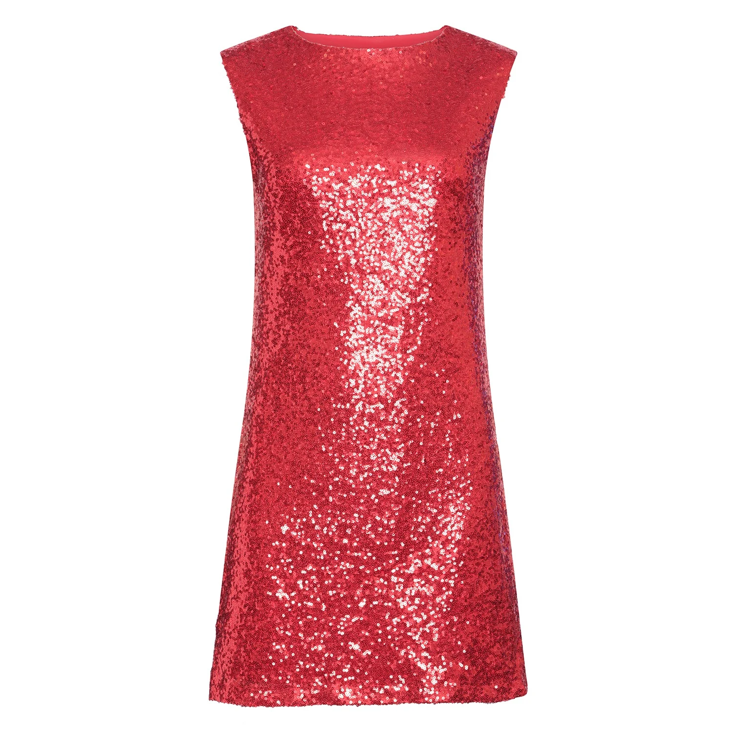 Classic Short Fully Lined Sequin Dress - Red | KUTLondon