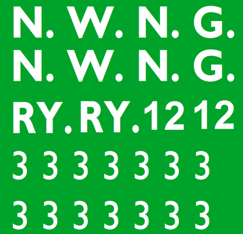 NWNGR No 12 Semi Glazed Summer Coach Decals £6.00 per set | IP Engineering