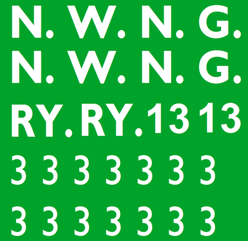 NWNGR No 13 Un Glazed Summer Coach Decals £6.00 per set | IP Engineering