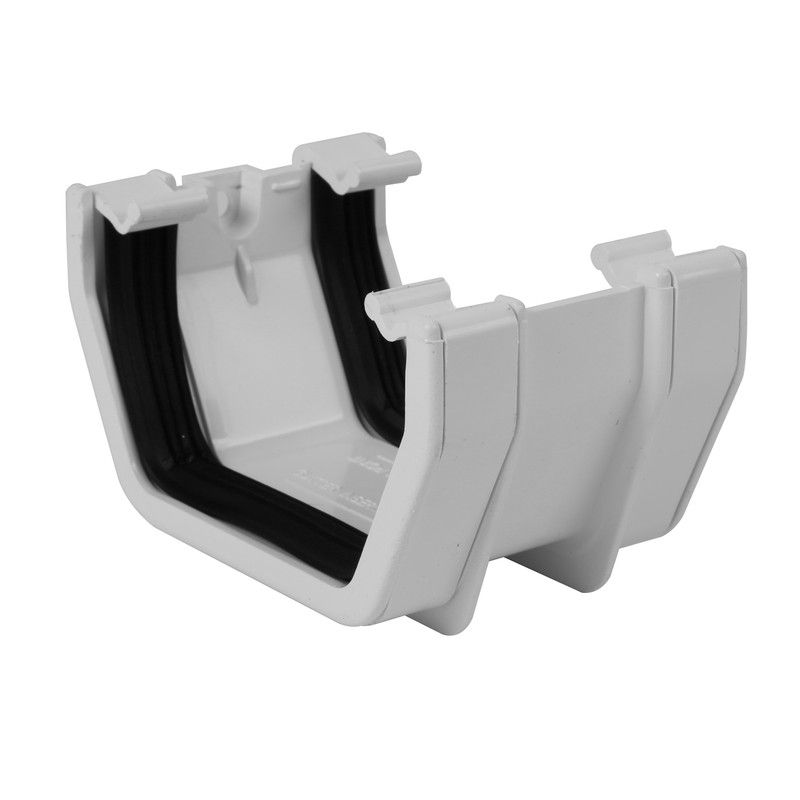 Square Rainwater 112mm Gutter Union Bracket White | Melbros