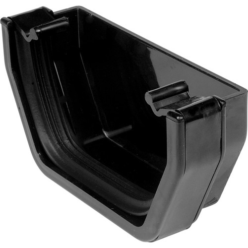 Square Rainwater 112mm Gutter External Stop End Black | Melbros