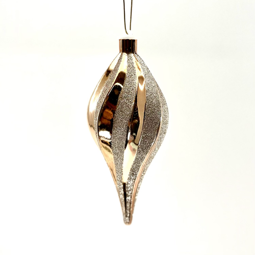 TEARDROP ORNAMENT SPIRAL 8IN SAND GOLD | Craftex