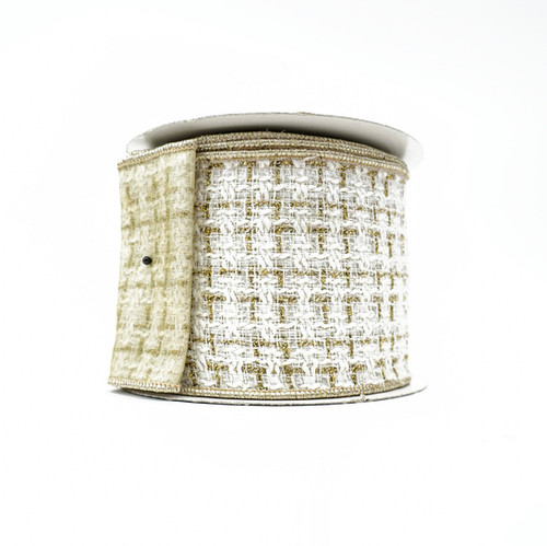 RIBBON METALLIC TWEED WITH IVORY AND GOLD (3 SIZES) | Craftex